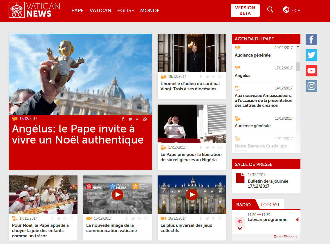 Le vatican ouvre son nouveau portail d'information